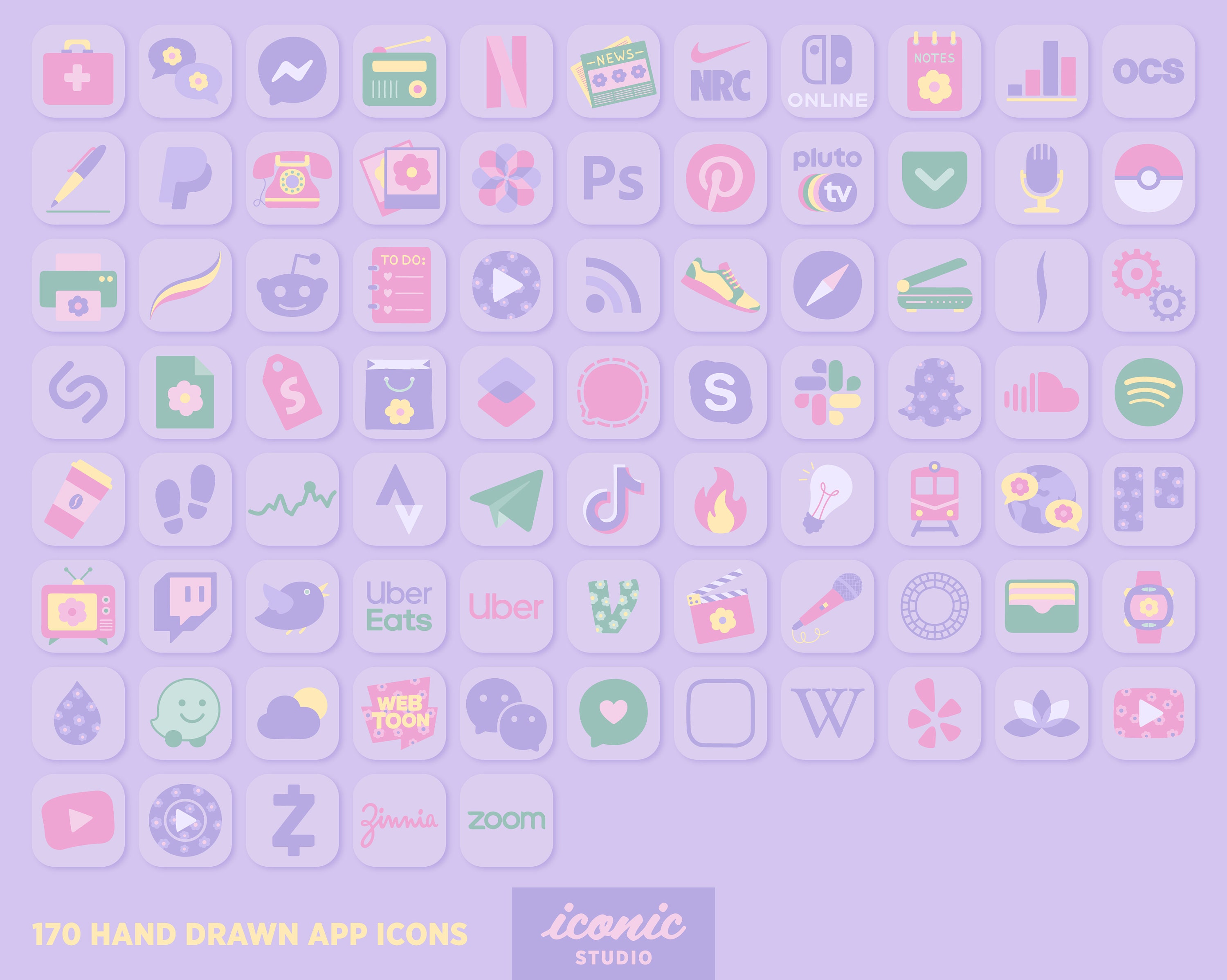 Pastel Cottagecore Aesthetic App Icon Pack Cute Lilac App - Etsy