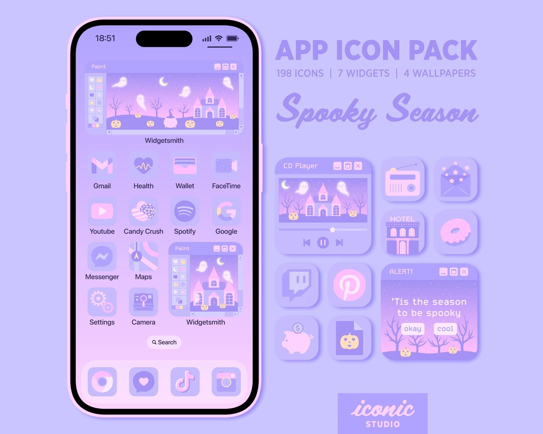 Spooky Season App Icon Pack, Cute Halloween Icons, Pastel Aesthetic ...