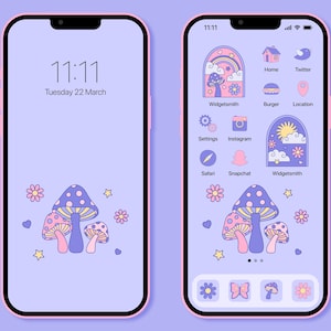 Cute Purple and Pink App Icon Pack, Ios 15 16 & Android App Icons ...
