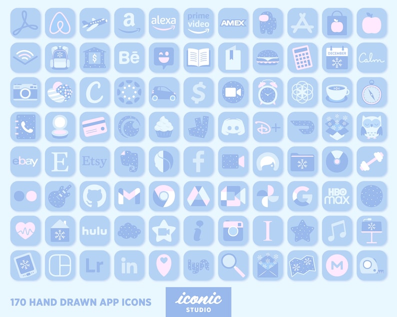 Blue Winter App Icon Pack Cute Ios Theme Pastel Aesthetic - Etsy