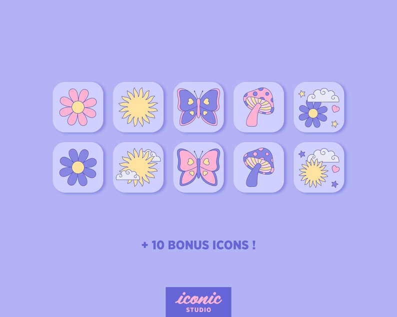 Cute Purple and Pink App Icon Pack Ios 14 15 & Android App | Etsy