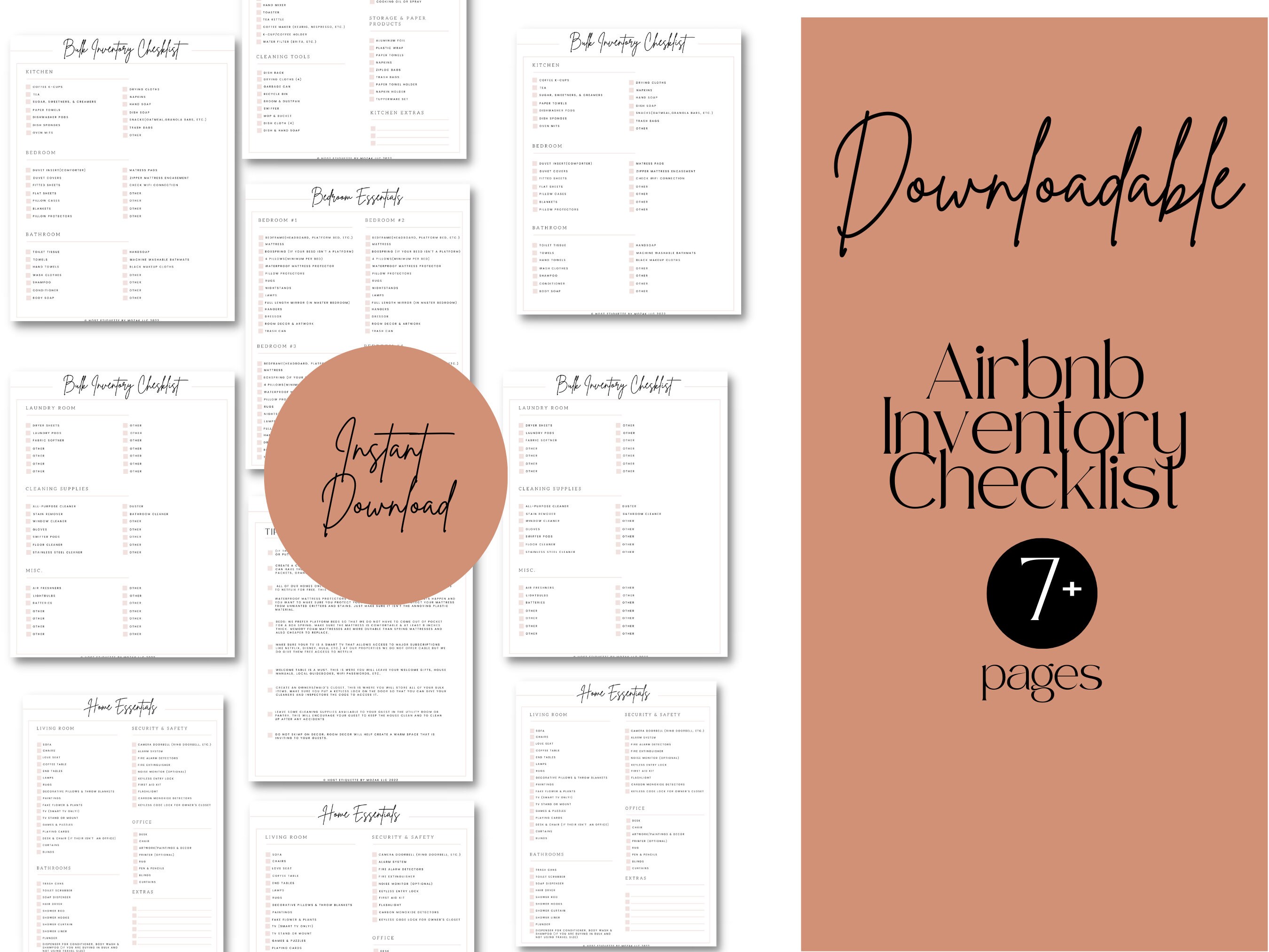 Airbnb Inventory Checklist Vacation Rental Startup Checklist Stocking ...