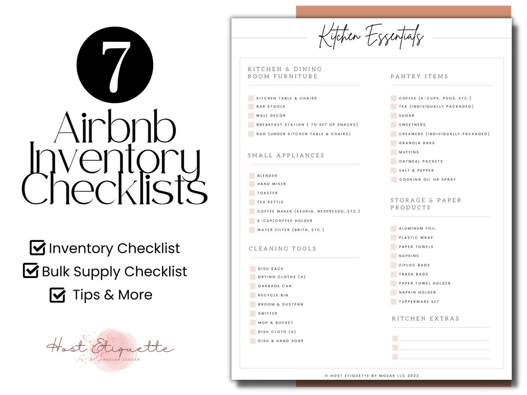 Airbnb Inventory Checklist Vacation Rental Startup Checklist Stocking ...