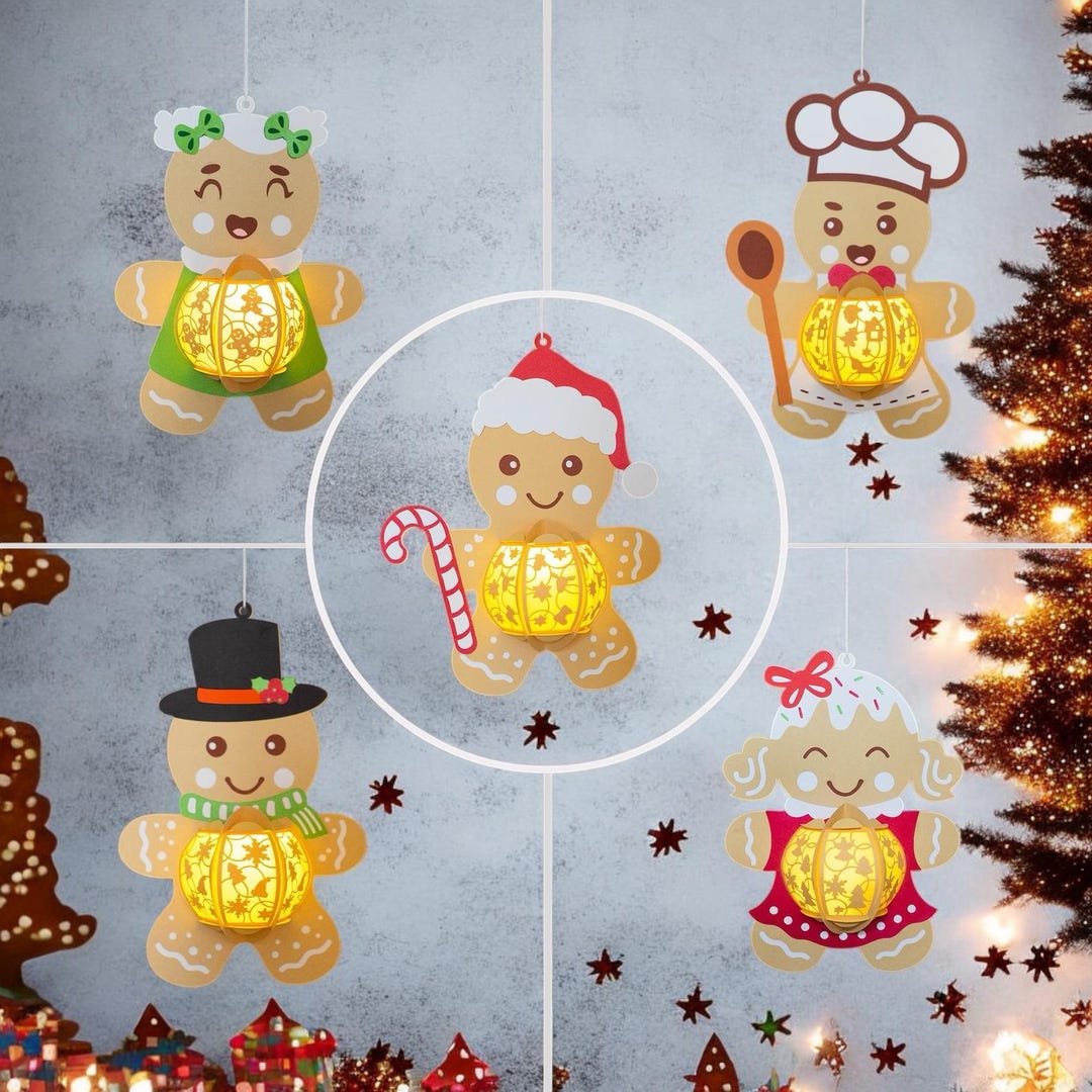 Christmas Lanterns. Paper Lantern. Gingerbread People. Decoration for ...