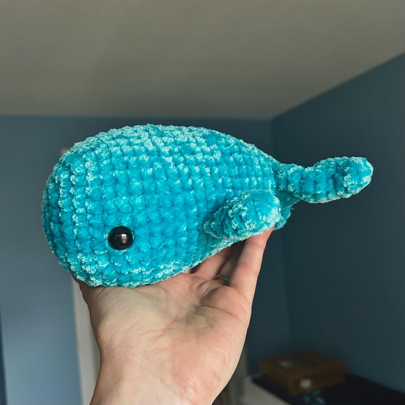 Handmade Velvet Blue Whale Plush – Soft & Cuddly Crochet Stuffed Animal ...