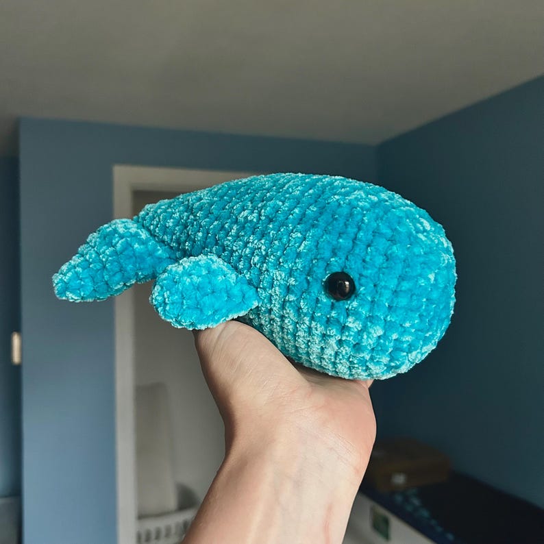 Handmade Velvet Blue Whale Plush – Soft & Cuddly Crochet Stuffed Animal ...