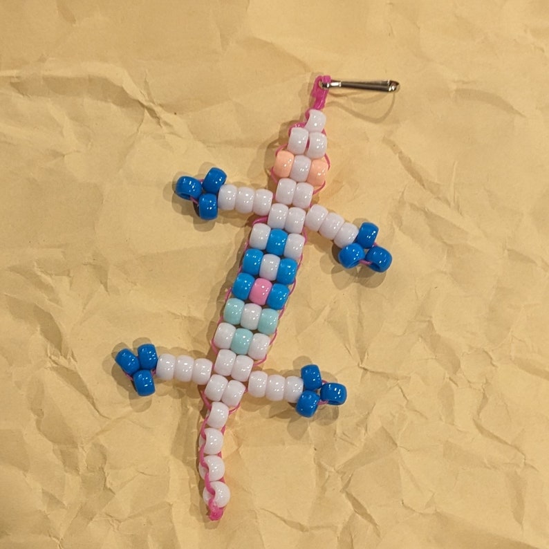 Pony Bead Reptile Keychains Silly Frog, Lizard Keychains for Backpacks ...