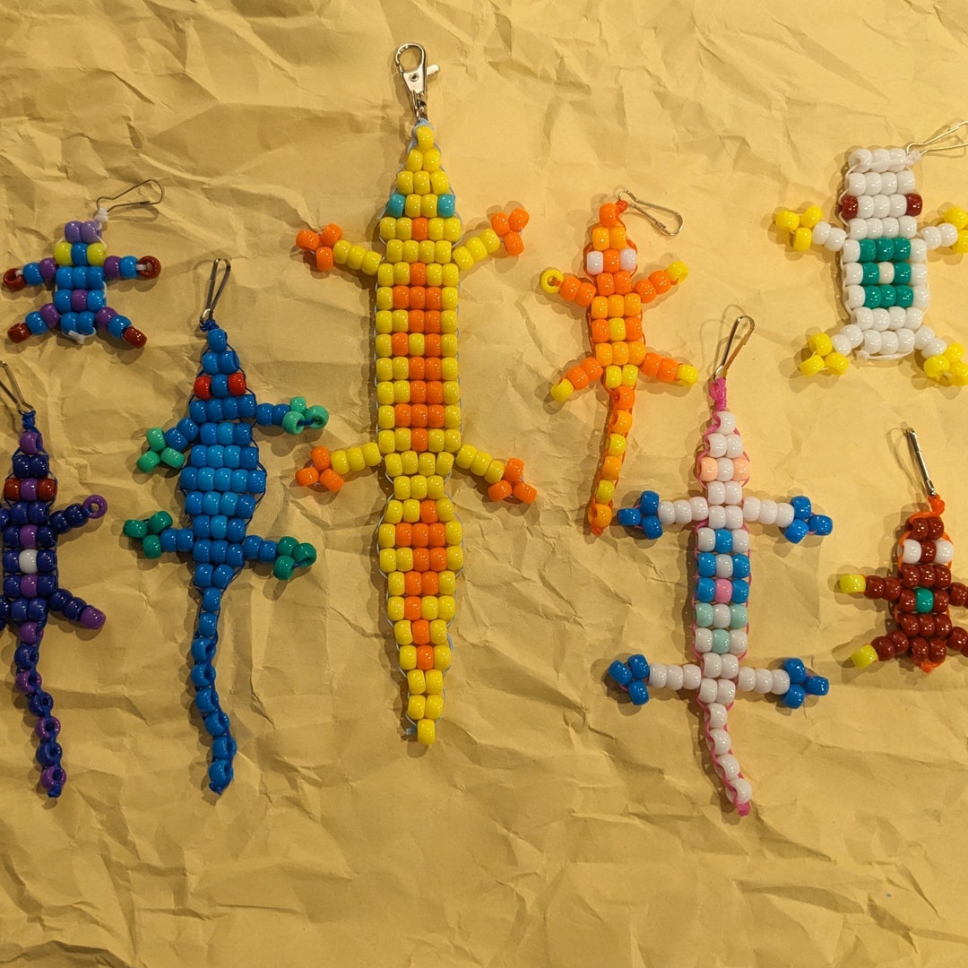 Pony Bead Reptile Keychains Silly Frog, Lizard Keychains for Backpacks ...