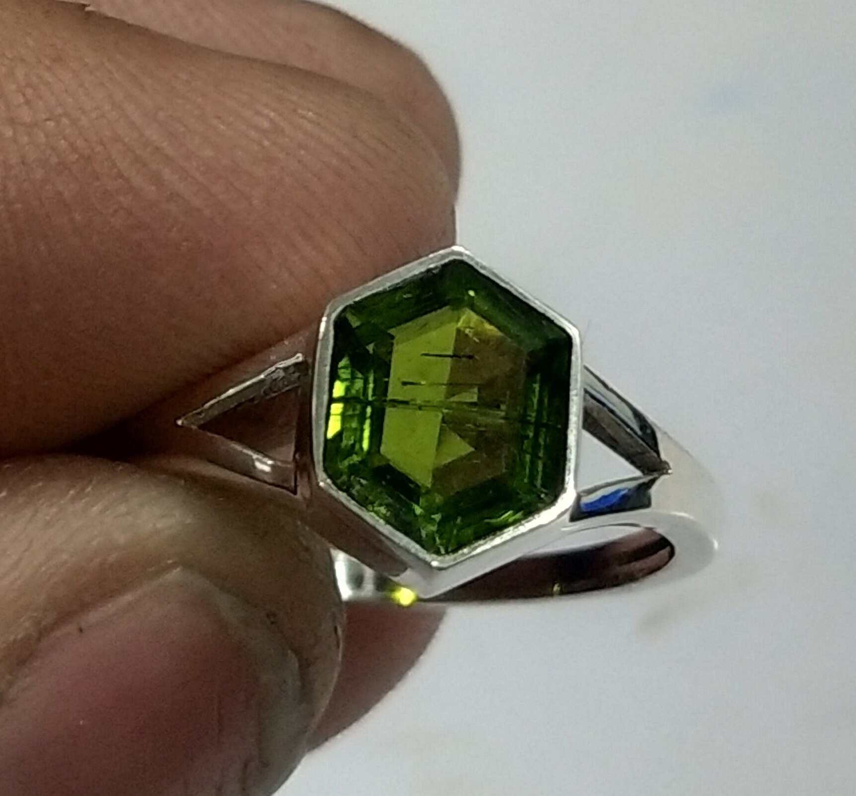 Natural Cut Moldavite Gemstone Ring in Sterling Silver | Statement Ring ...
