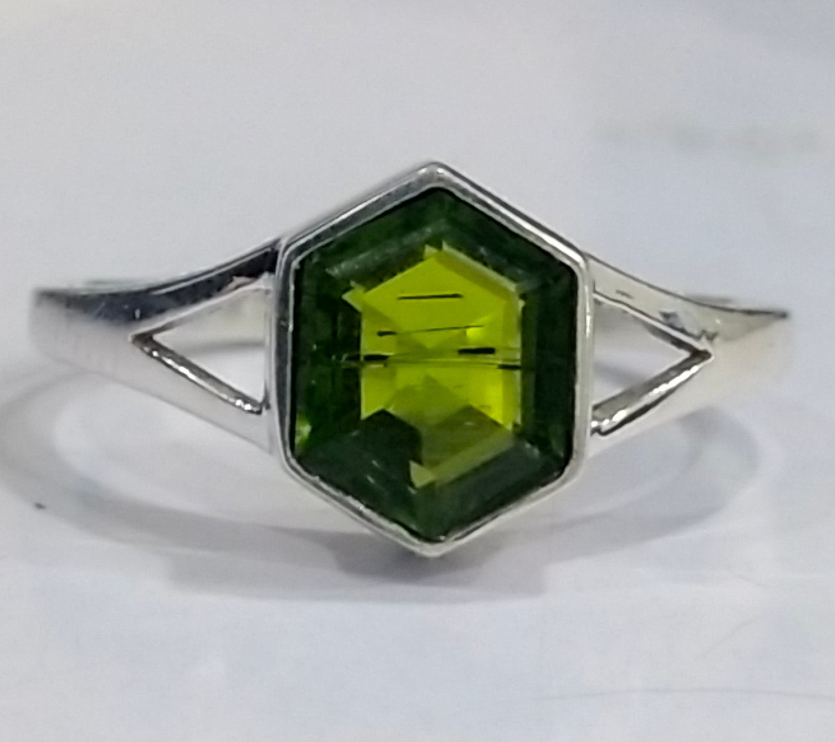 Natural Cut Moldavite Gemstone Ring in Sterling Silver - Etsy