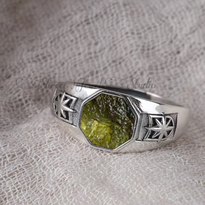 Moldavite Ring Men - Etsy