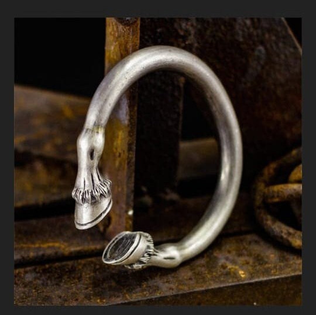 Large Size Horse Hoof Cuff Bangle in Solid 925 Sterling Silver Stacking ...