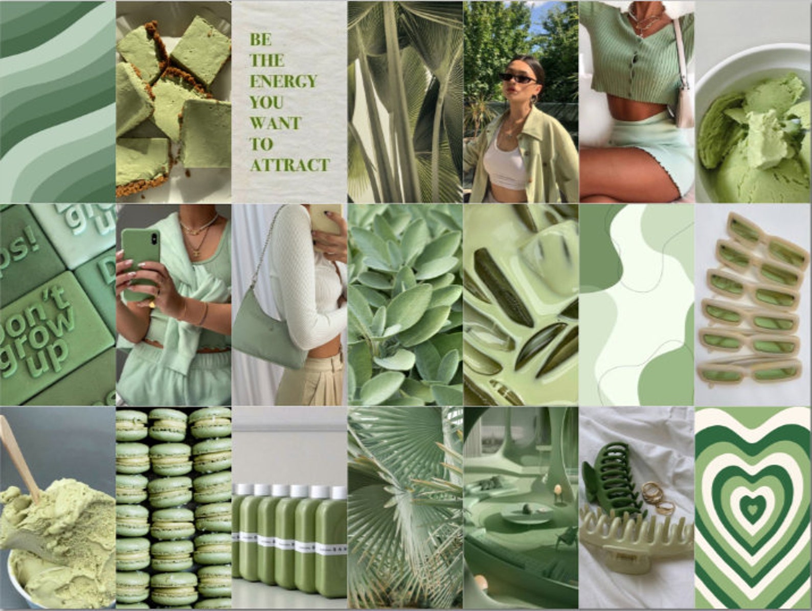 Sage Green Aesthetic Collage Kit 85 Pcs DIGITAL DOWNLOAD | Etsy