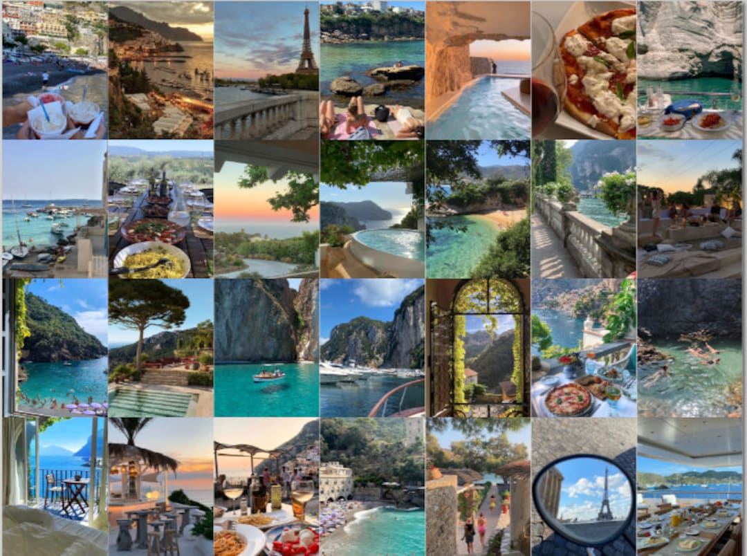 European Summer Collage Kit 100+ Pcs, Travel Collage, Summer Room Decor ...