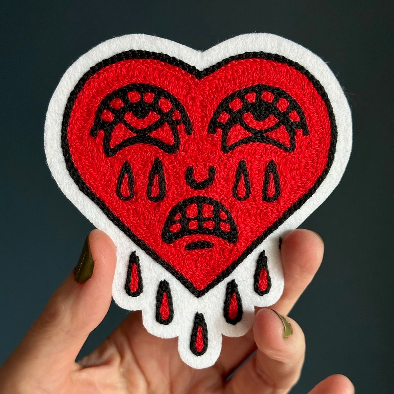 Bert Grimm Crying Heart Flash Traditional Chainstitch Embroidery Patch - Etsy