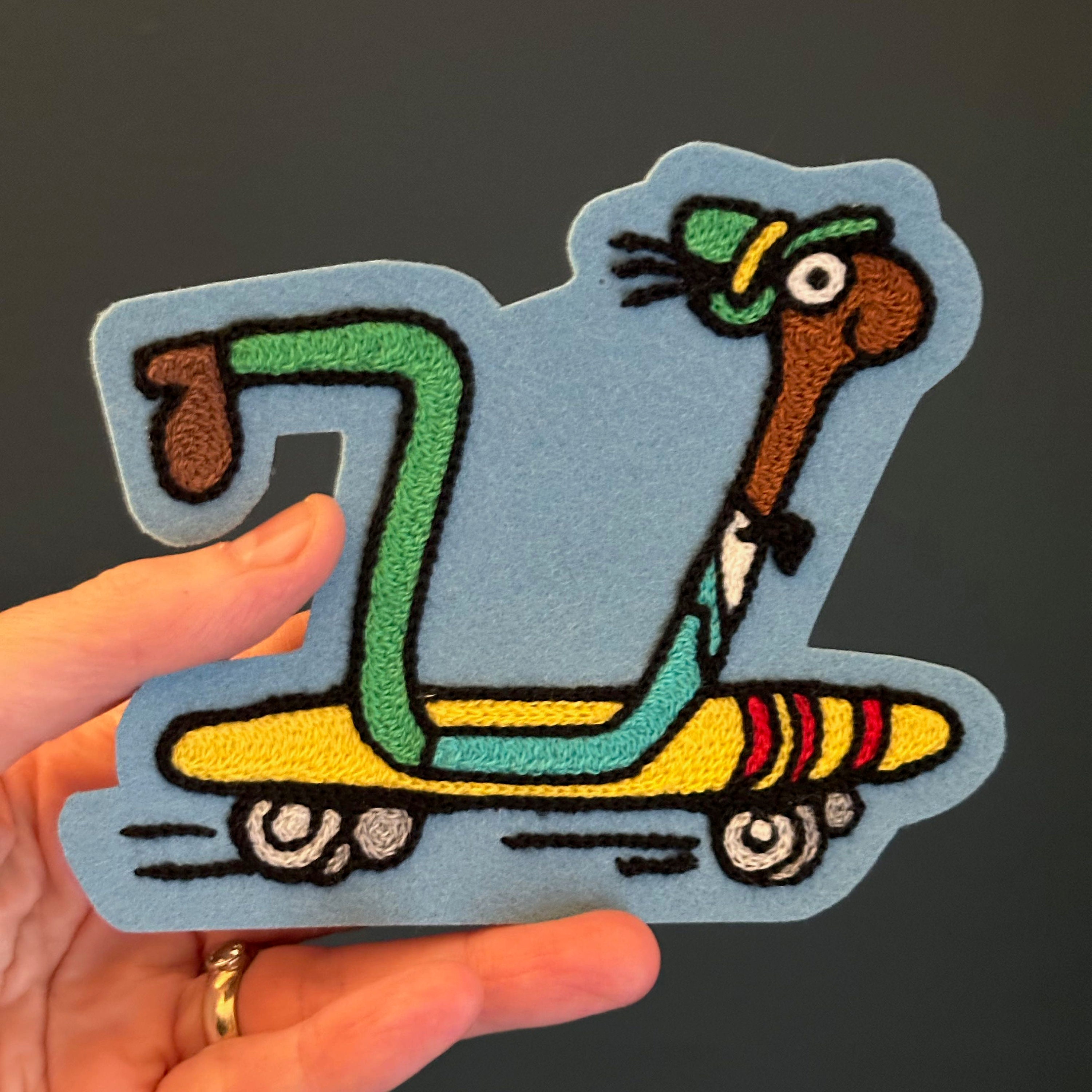 Richard Scarry Lowly Worm on a Skateboard Chainstitch Embroidery Patch ...