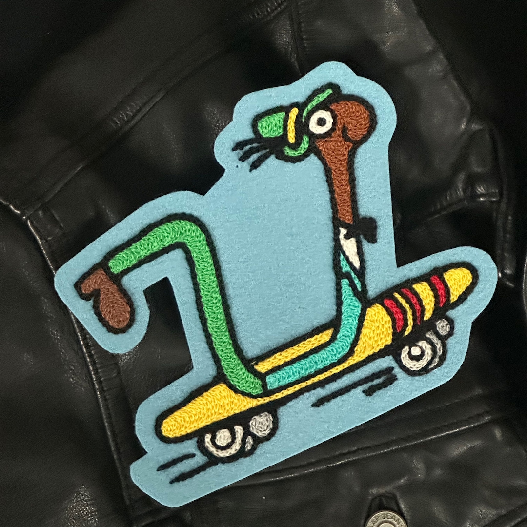 Richard Scarry Lowly Worm on a Skateboard Chainstitch Embroidery Patch ...