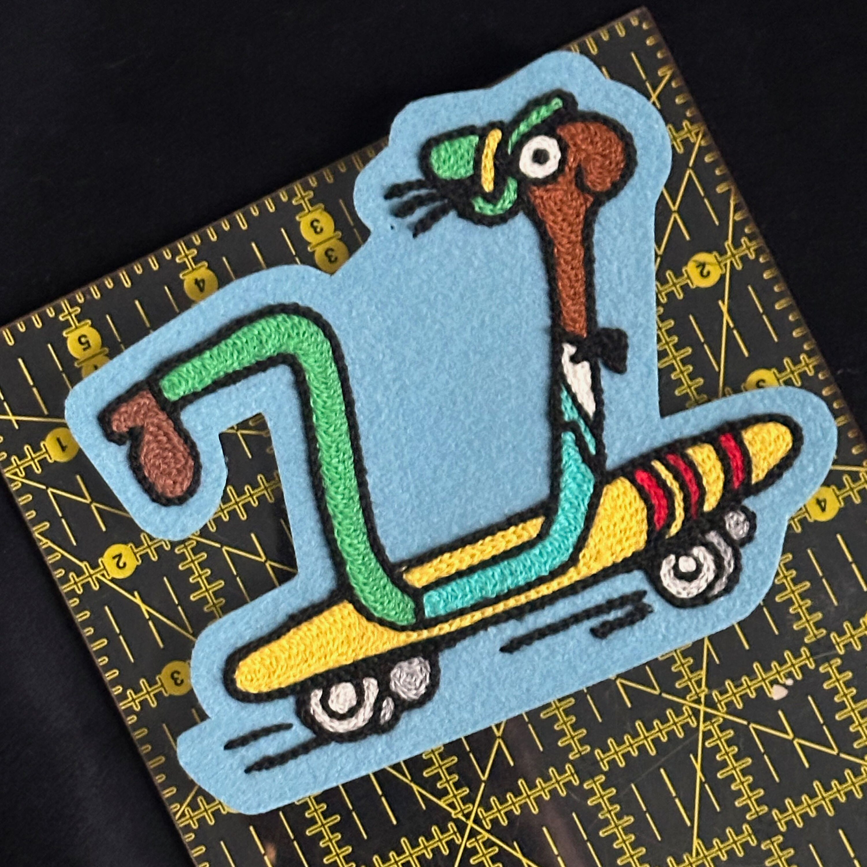 Richard Scarry Lowly Worm on a Skateboard Chainstitch Embroidery Patch ...