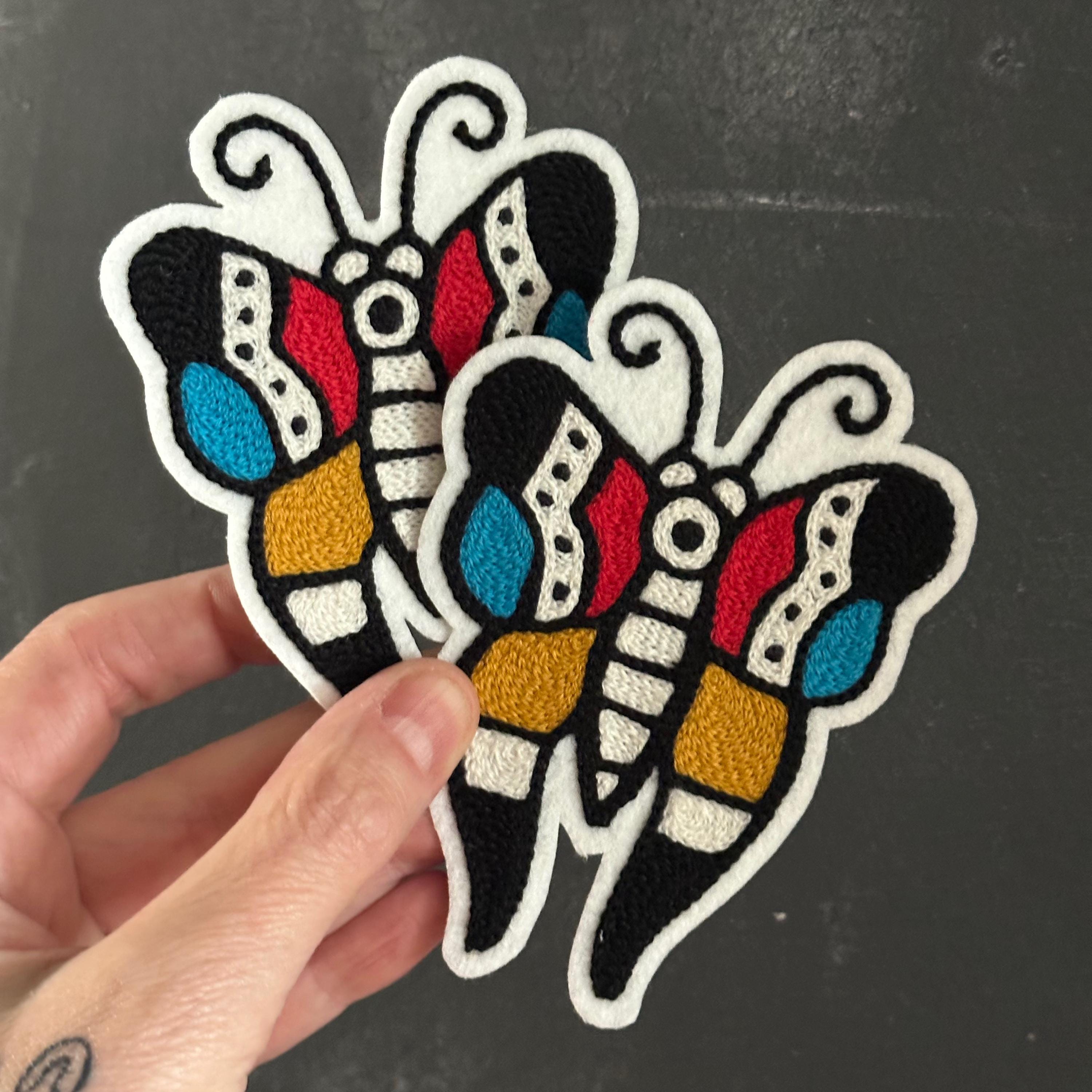 Classic Butterfly Tattoo Flash Chainstitch Embroidery Patch - Etsy