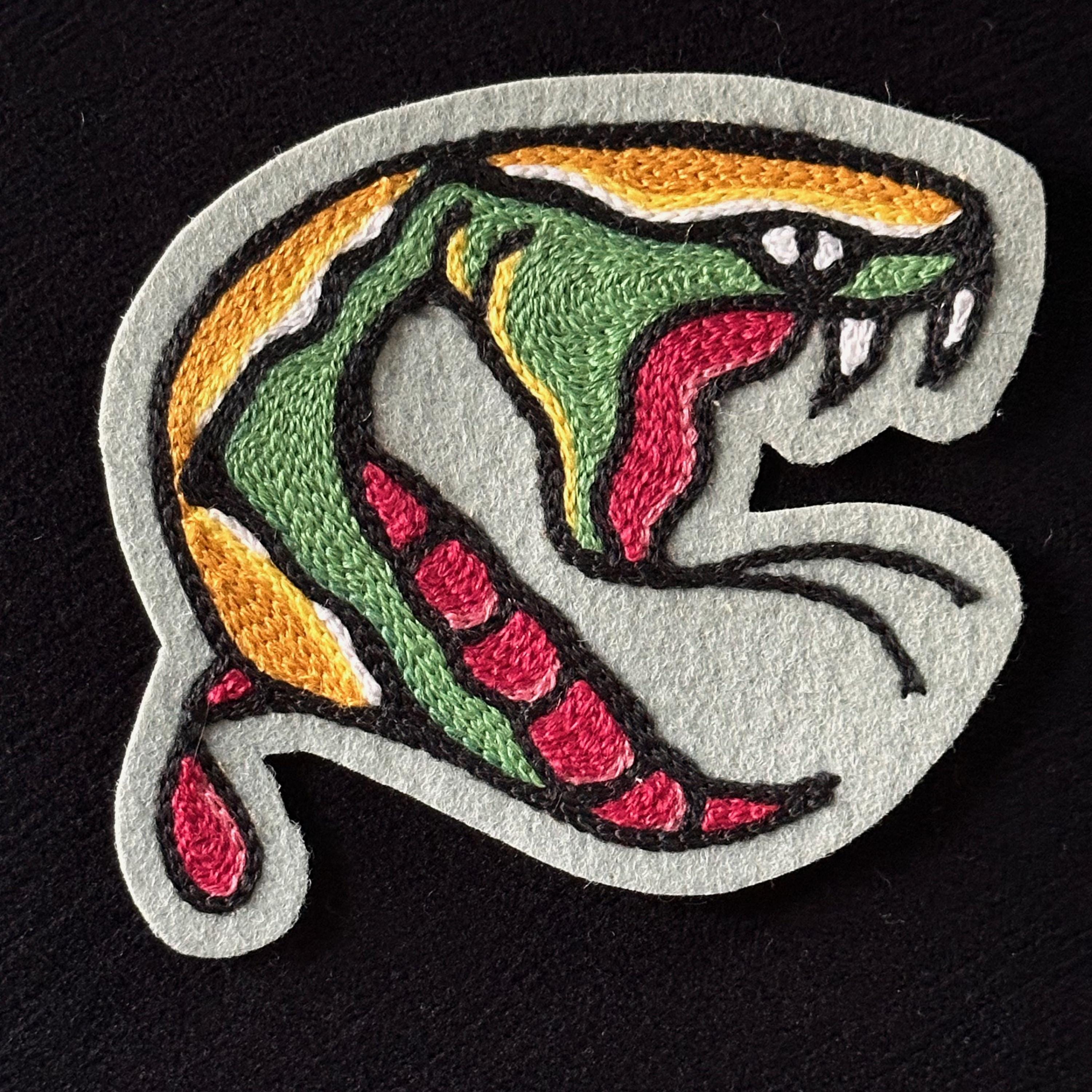 Striking Snake Traditional Tattoo Flash Chainstitch Embroidery Patch - Etsy