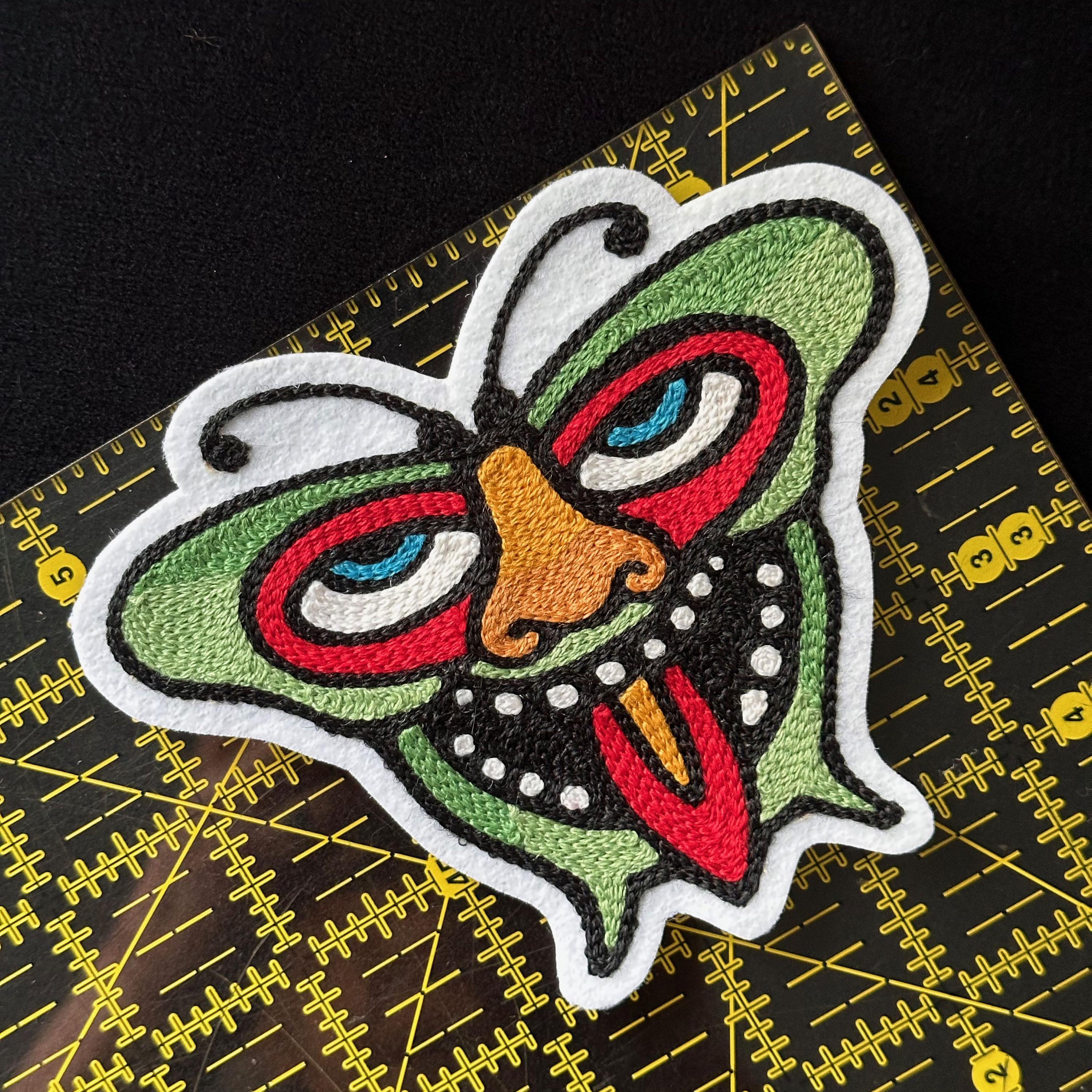 Demon Moth Butterfly Traditional Tattoo Flash Chainstitch Embroidery ...