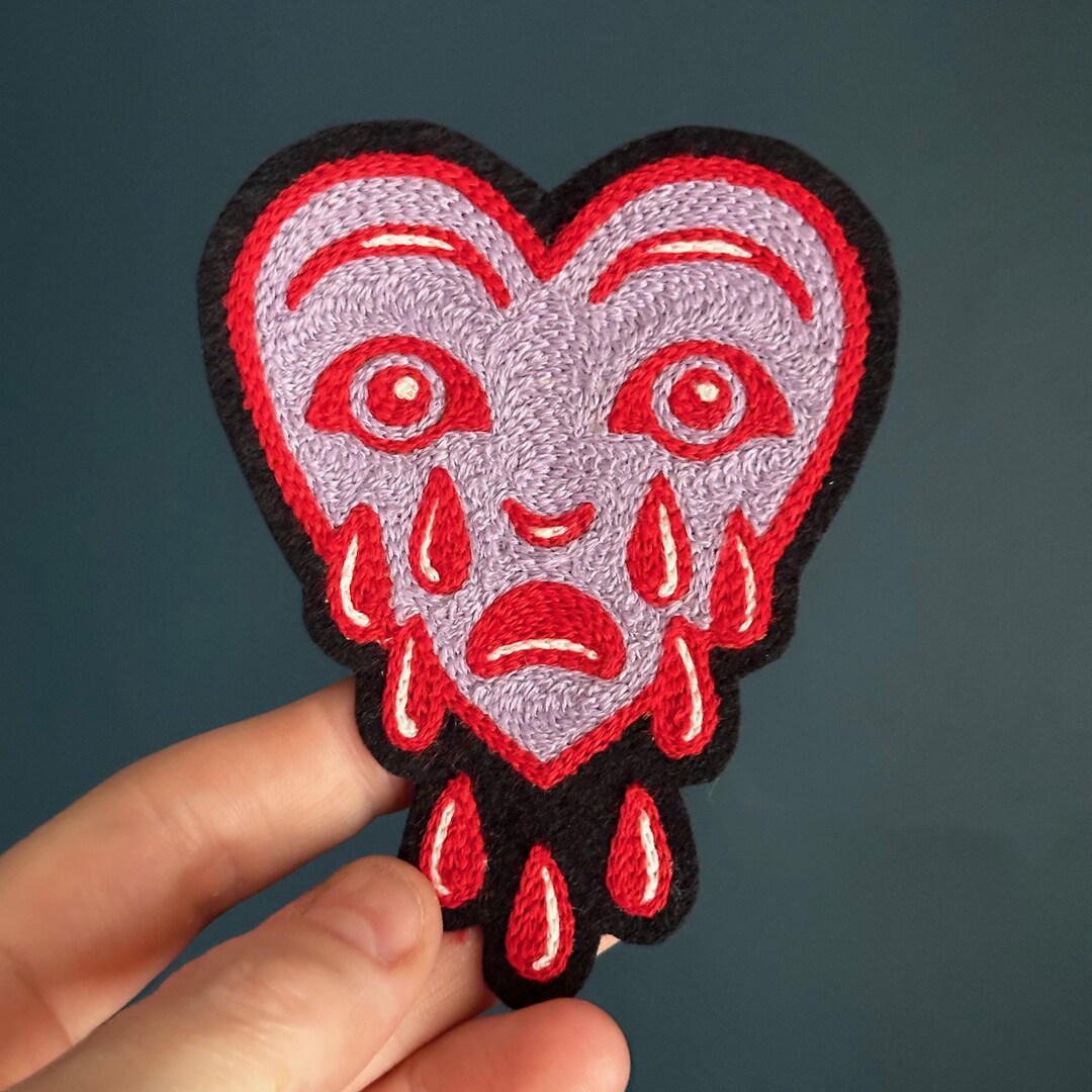 Crying Heart Traditional Flash Chainstitch Embroidery Patch - Etsy