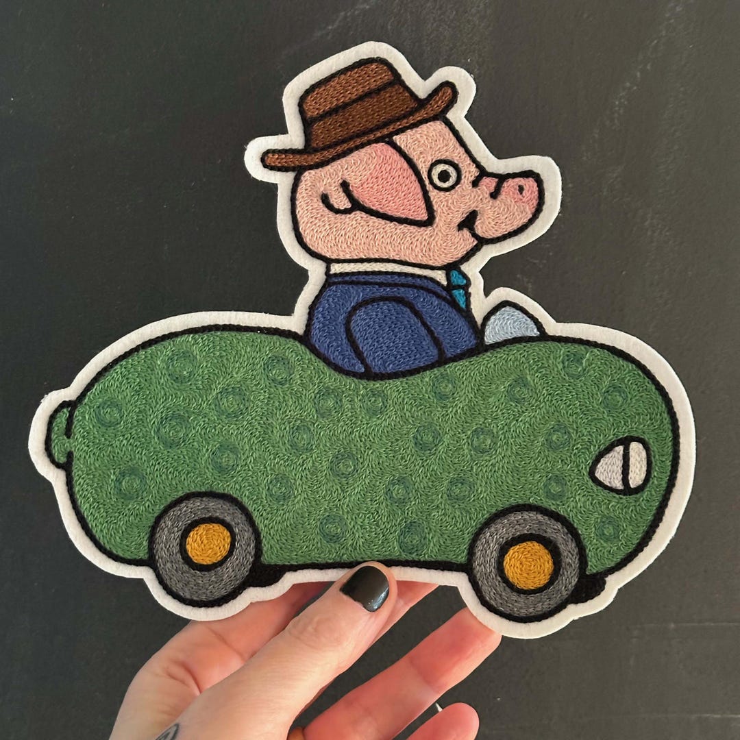 Richard Scarry Poppa Pig Pickle Car Chainstitch Embroidery Patch - Etsy