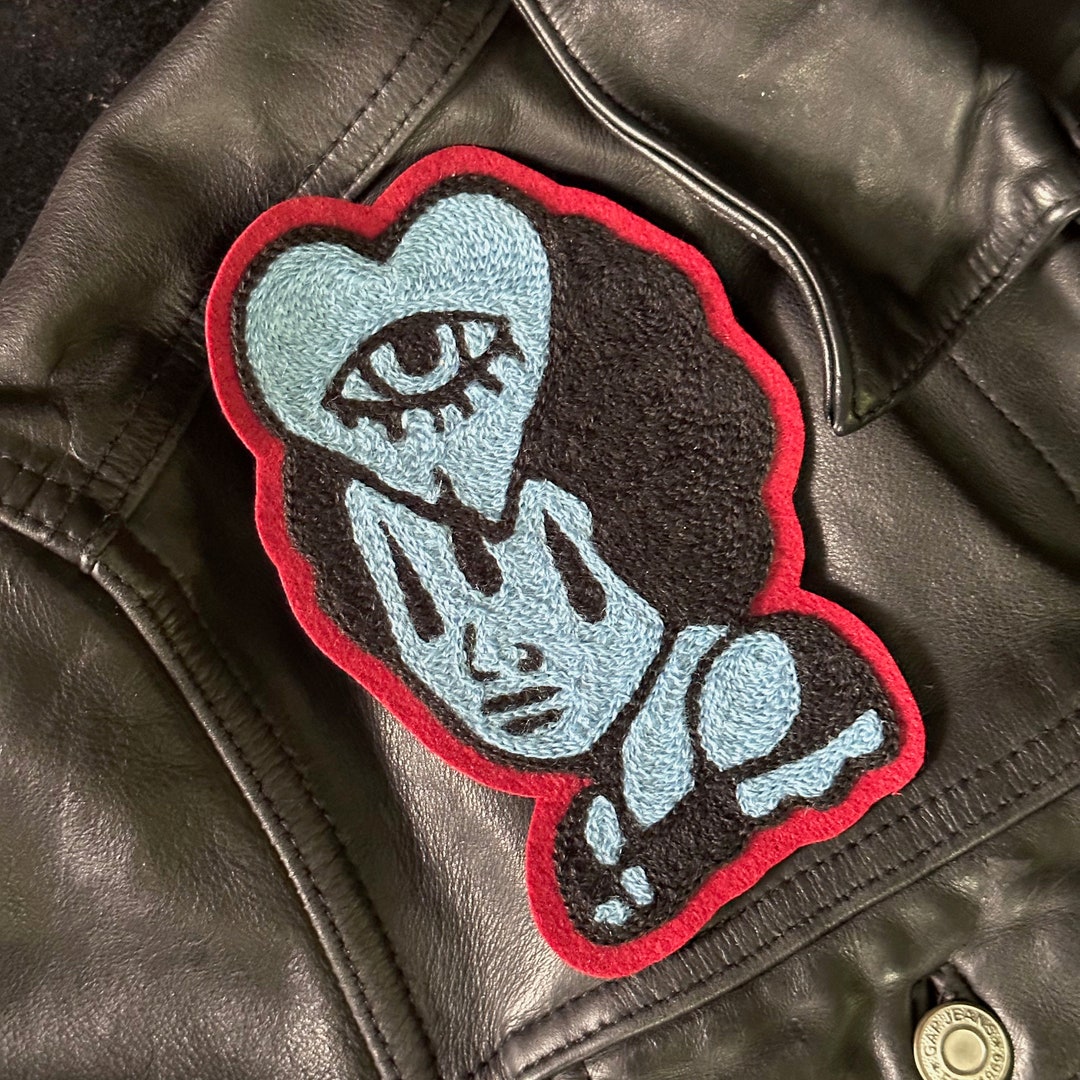 Blue Girl Crying Heart Chainstitch Embroidery Patch - Etsy