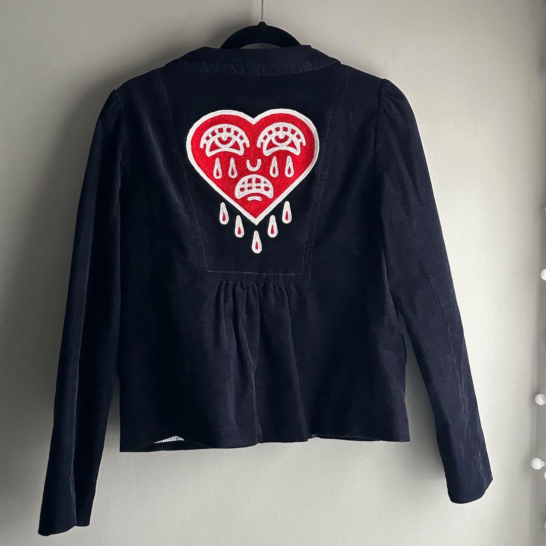 Bert Grimm Crying Heart Tattoo Flash J Crew Size 8 Blazer - Etsy