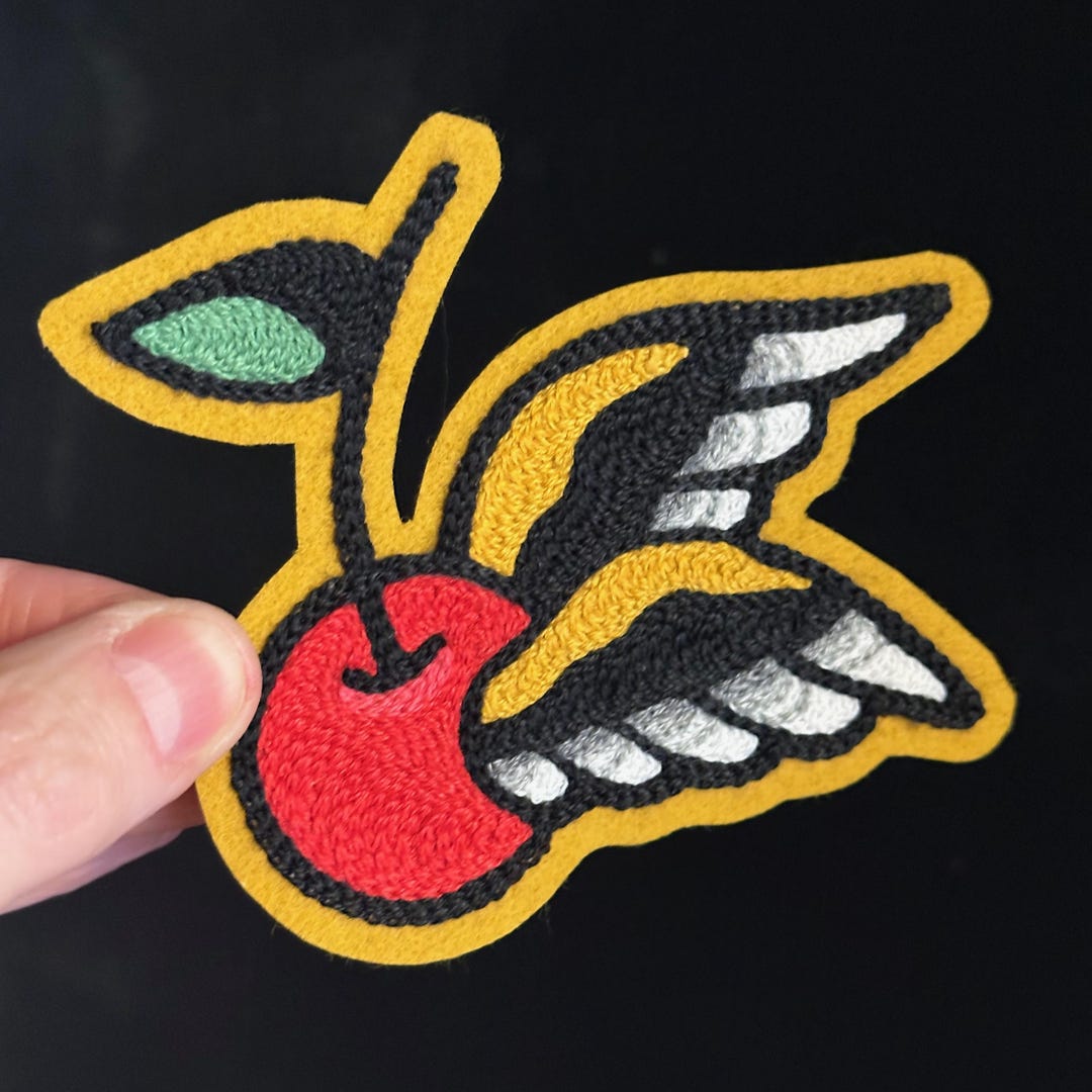 Winged Cherry Flash Chainstitch Embroidery Patch - Etsy