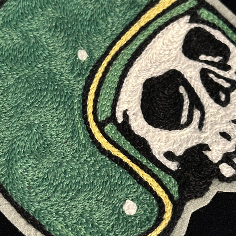 Motorcycle Helmet Skull Tattoo Flash Chainstitch Embroidery Patch - Etsy