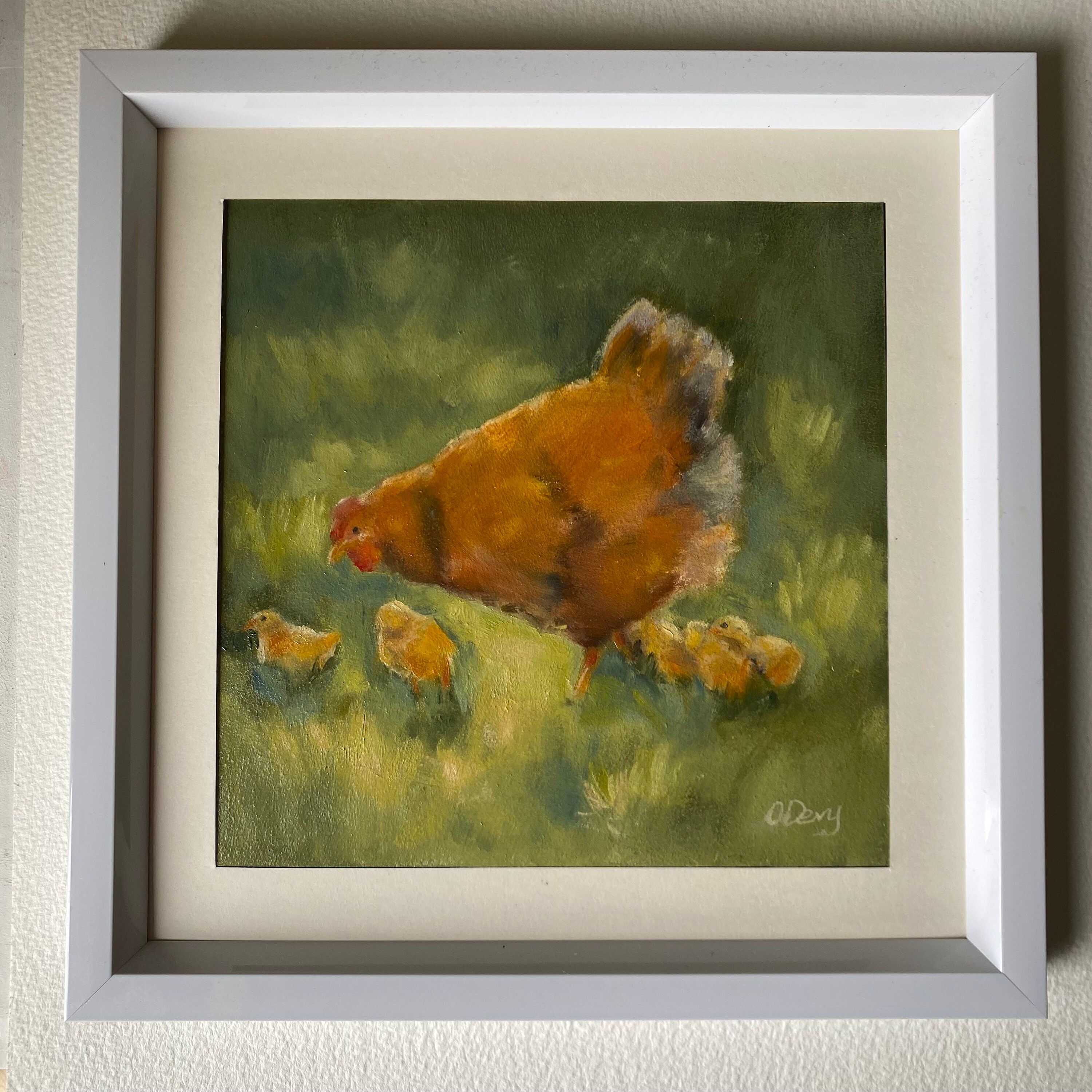 Original Hen Painting/oil Painting of a Hen 6/6inch/farmhouse Decor ...