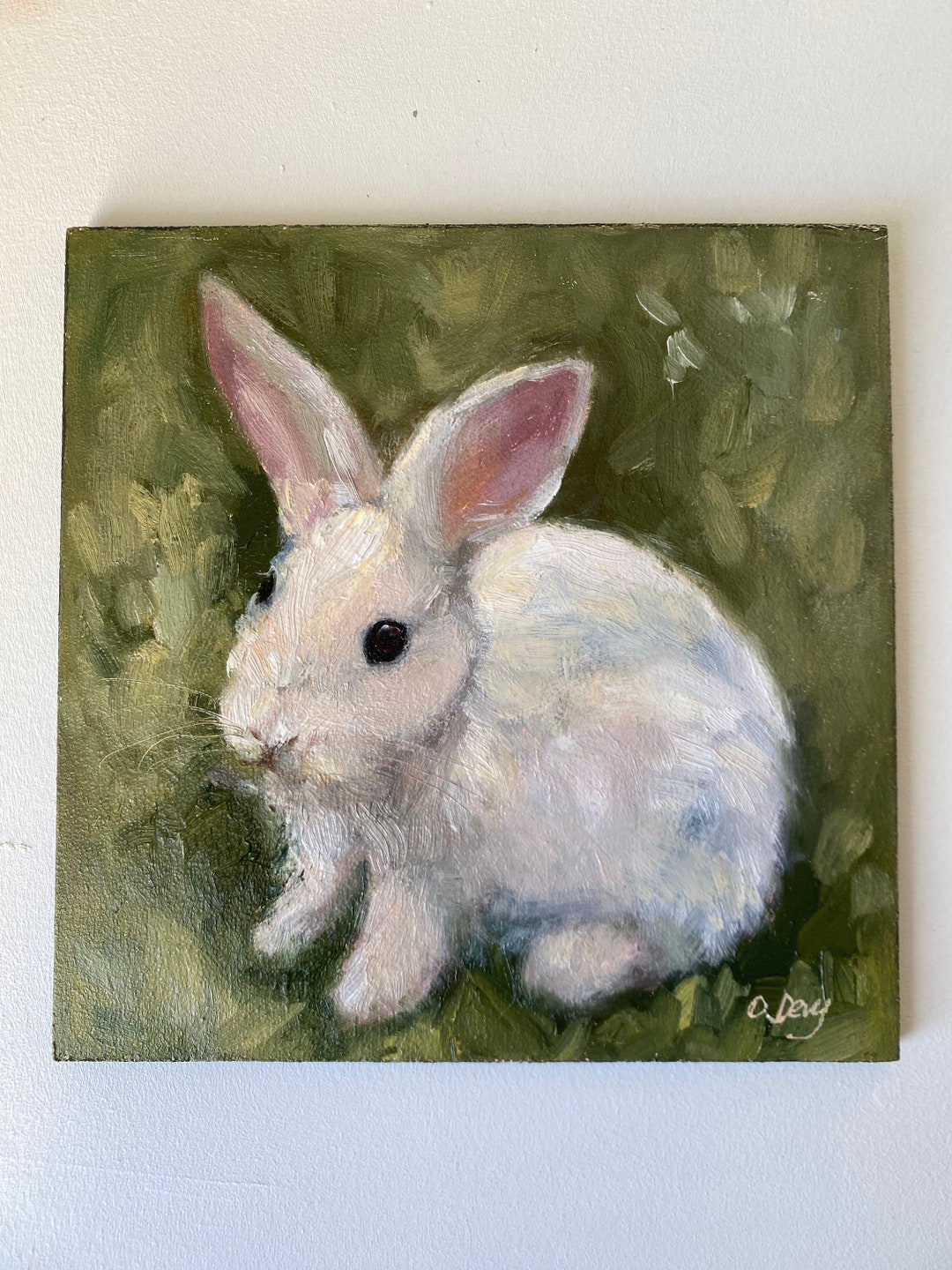 White Rabbit/ Original Oil Painting 6x6 of a Bunny Rabbit - Etsy