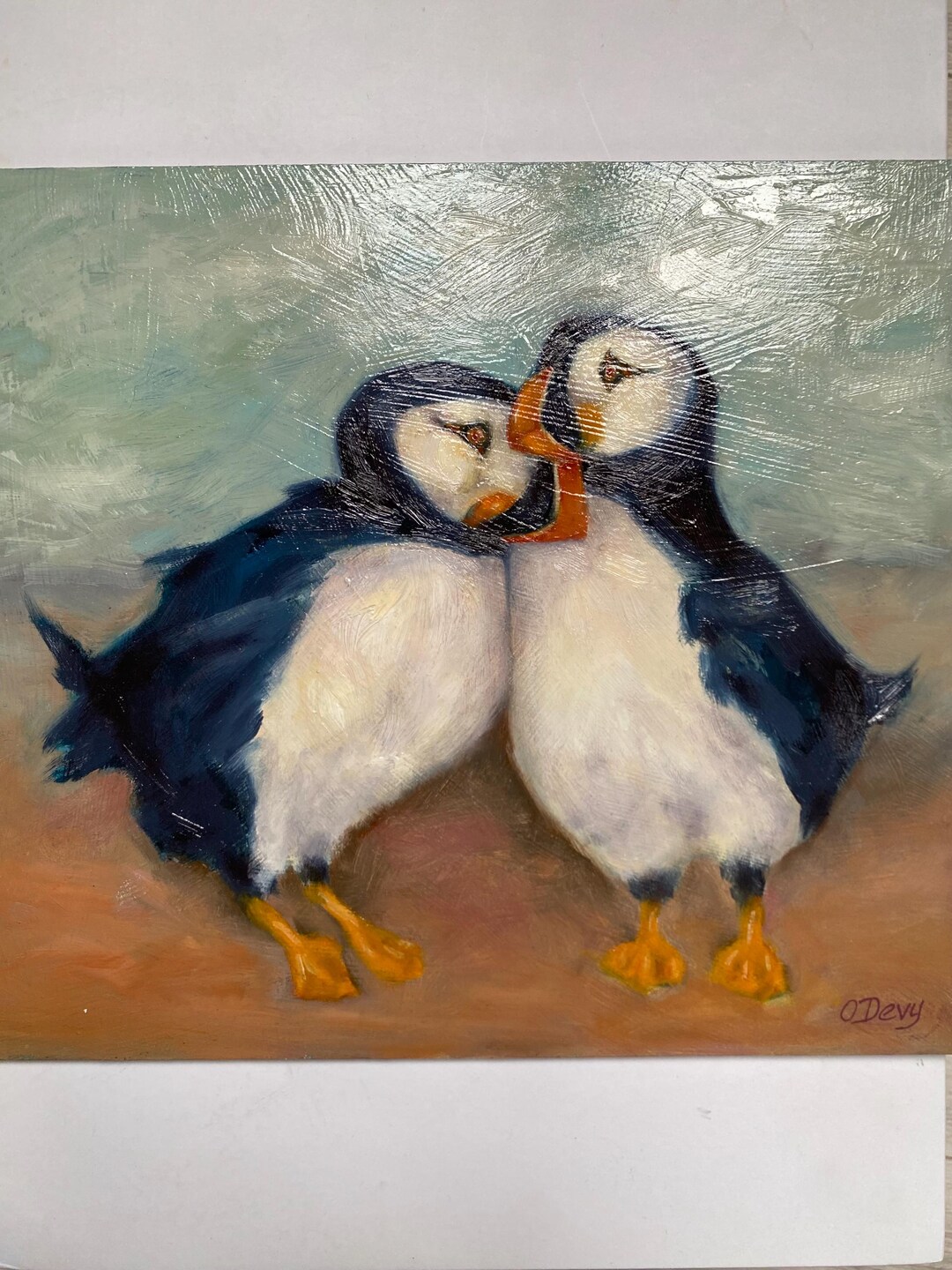 Puffin Oil Painting Original 9x11 Seabird Art - Etsy