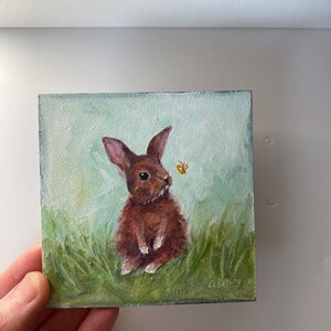Original Rabbit Oil Painting, Framed Spring Rabbit Painting, Animal Art ...
