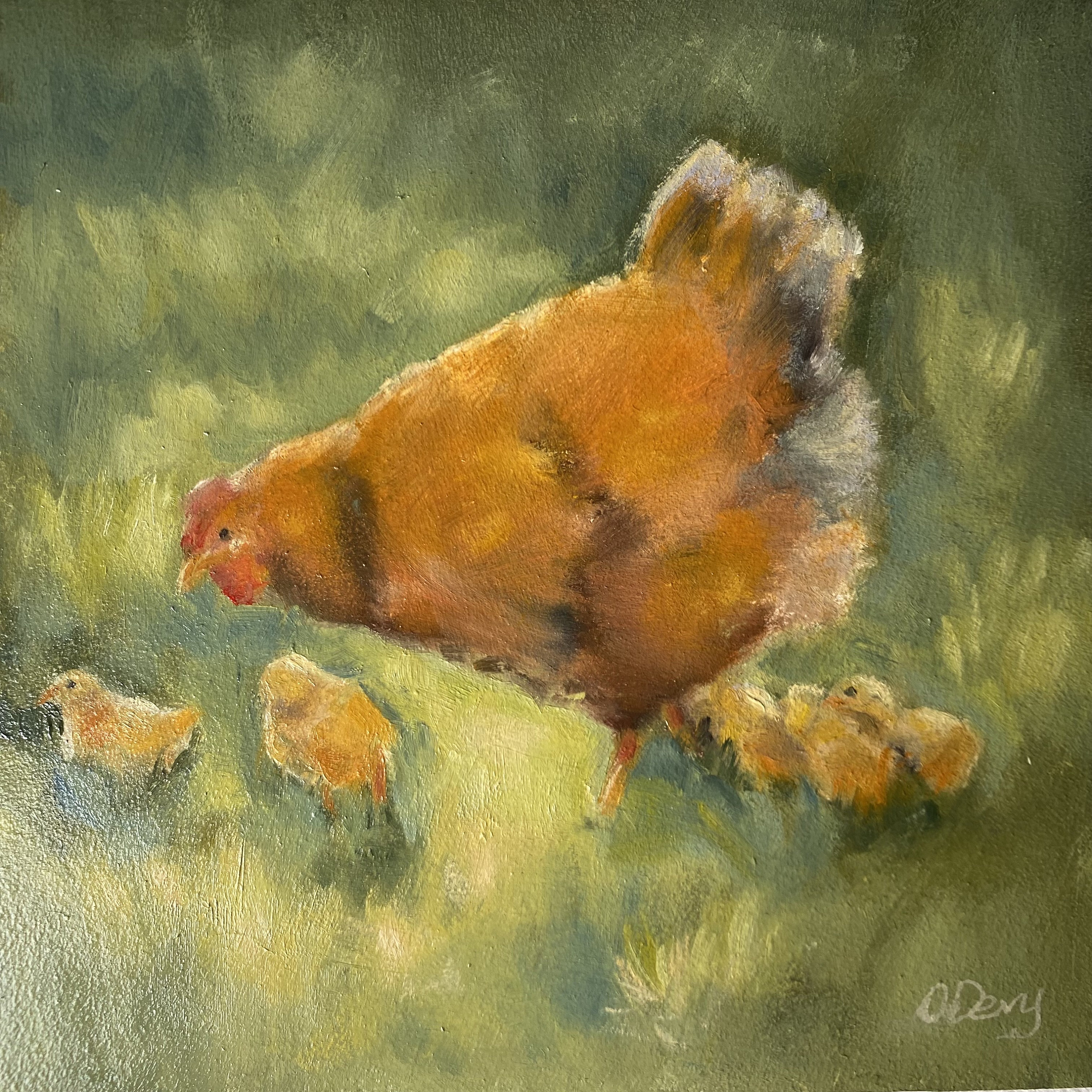 Original Hen Painting/oil Painting of a Hen 6/6inch/farmhouse Decor ...