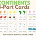 CONTINENTS Montessori Nomenclature 3-part Card Vocabulary Building ...