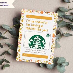 Thanksgiving Teacher Gift Card Holder Gift for Teacher Coffee Gift Card ...