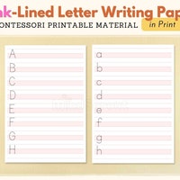 Montessori Pink-lined PRINT Letter Writing Sheet Tracing Activity ...