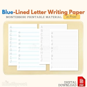 Montessori Blue-lined PRINT Letter Writing Sheet Tracing Activity ...