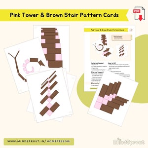 Pink Tower & Brown Stair Pattern Cards Montessori Sensorial Extension ...