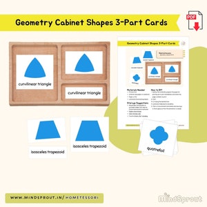Geometry Cabinet Shapes 3-part Cards Montessori Sensorial Language ...