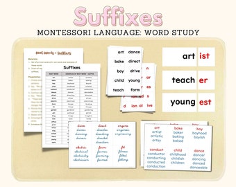 Montessori SUFFIXES Word Study Montessori Language Reading Writing ...