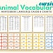 Animal Vocabulary Cards Charts CURSIVE Montessori Language Material ...