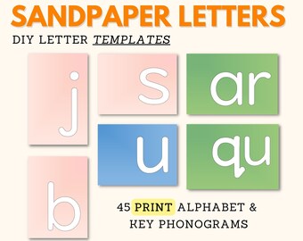 Montessori Sandpaper Letters DIY Template CURSIVE Uppercase Lowercase ...