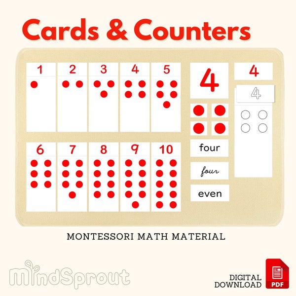 Montessori Card and Counters Flashcard - Etsy