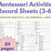 Montessori MATH Activities Monitoring Record Sheet Scope and Sequence ...