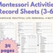 Montessori SENSORIAL Activities Monitoring Record Sheet Scope and ...
