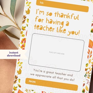 Thanksgiving Teacher Gift Card Holder Gift for Teacher Coffee Gift Card ...
