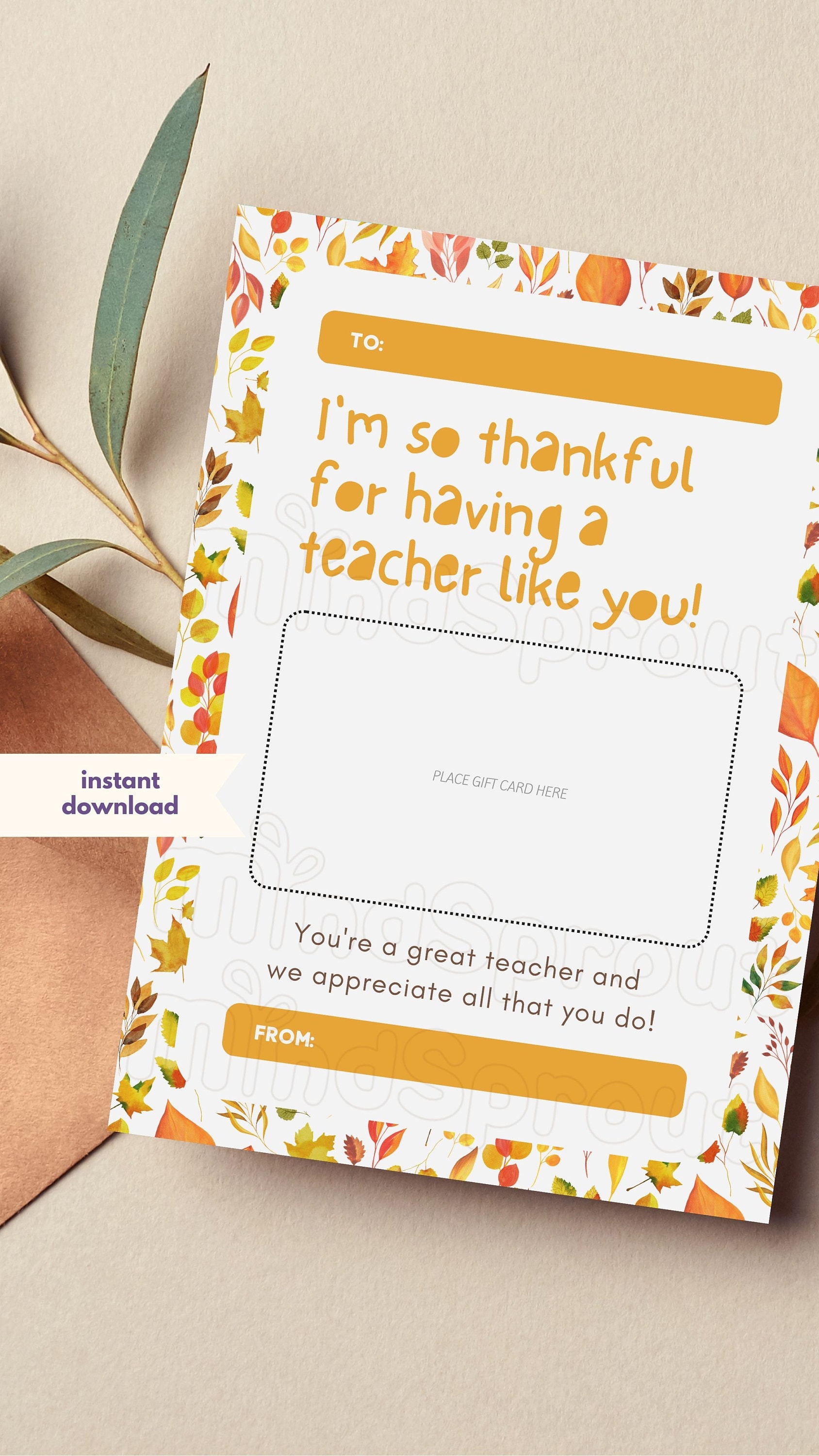 Thanksgiving Teacher Gift Card Holder Gift for Teacher Coffee Gift Card ...